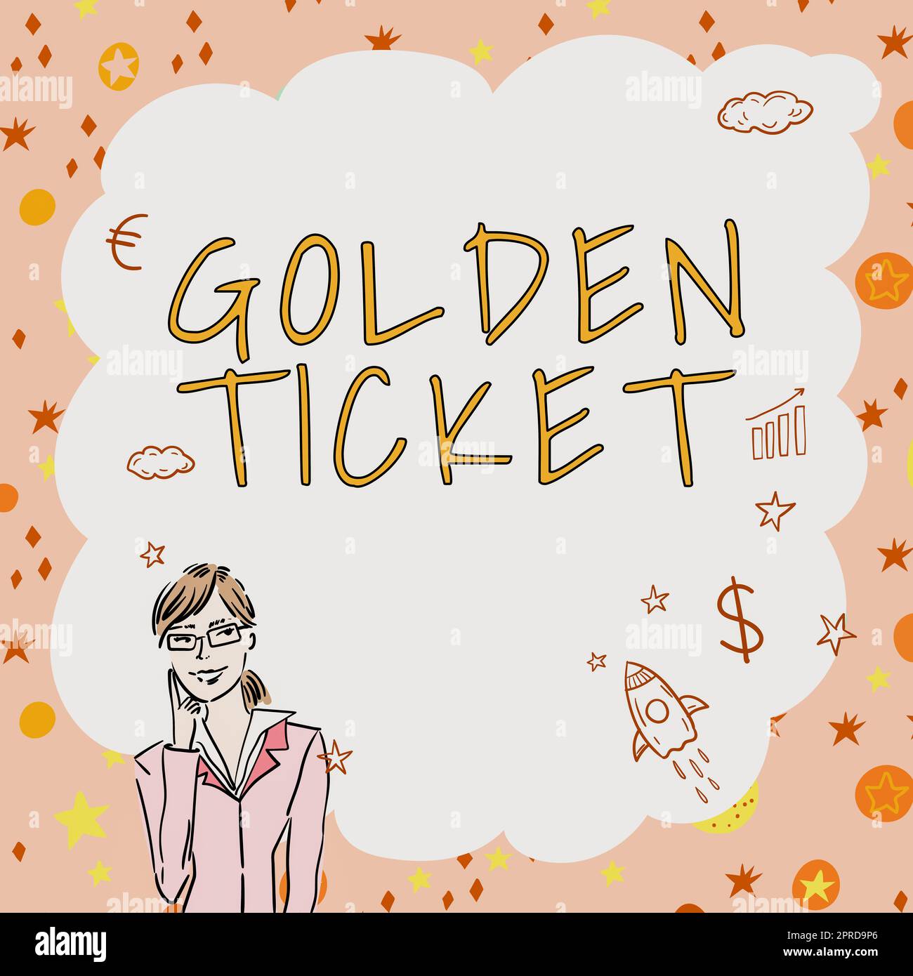Hand writing sign Golden Ticket, Business showcase Rain Check Access ...