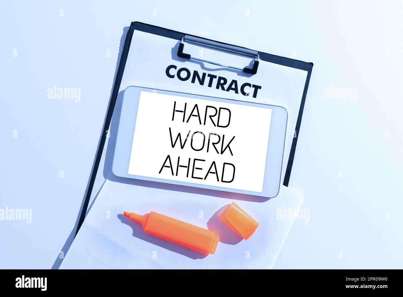 Hand writing sign Hard Work Ahead. Business showcase A lot of job ...