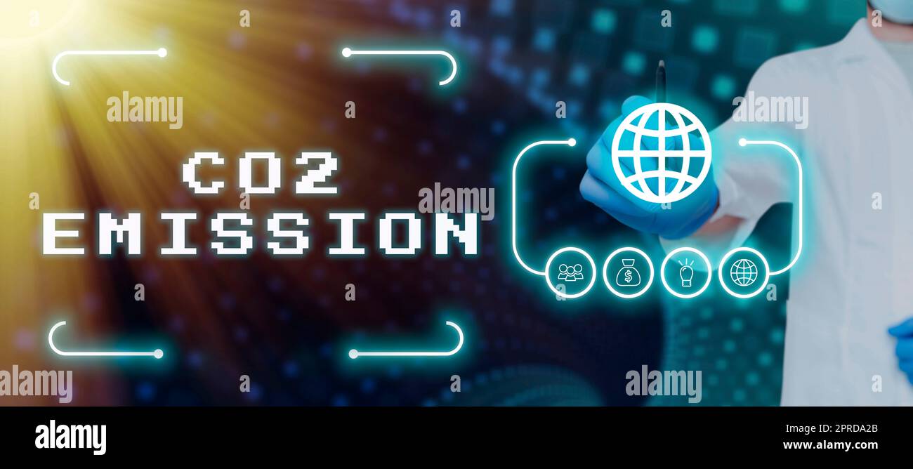 Writing displaying text Co2 Emission. Internet Concept Releasing of ...