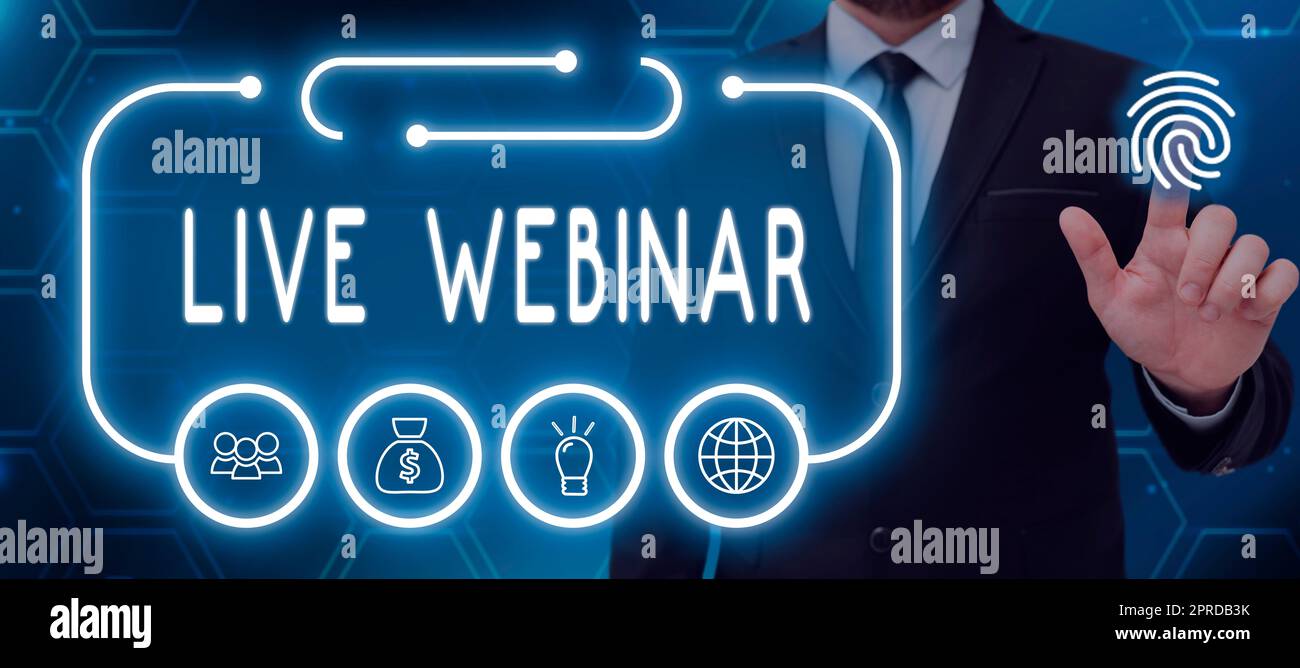 Inspiration showing sign Live Webinar. Word for Interactive seminar ...