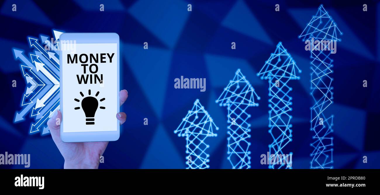 Text sign showing Money To Win. Business overview Calculating revenues ...