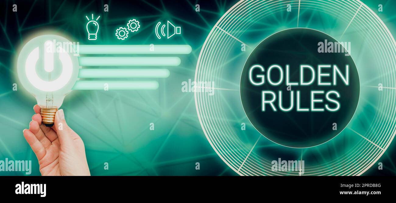 Handwriting text Golden Rules. Concept meaning Basic principle that ...