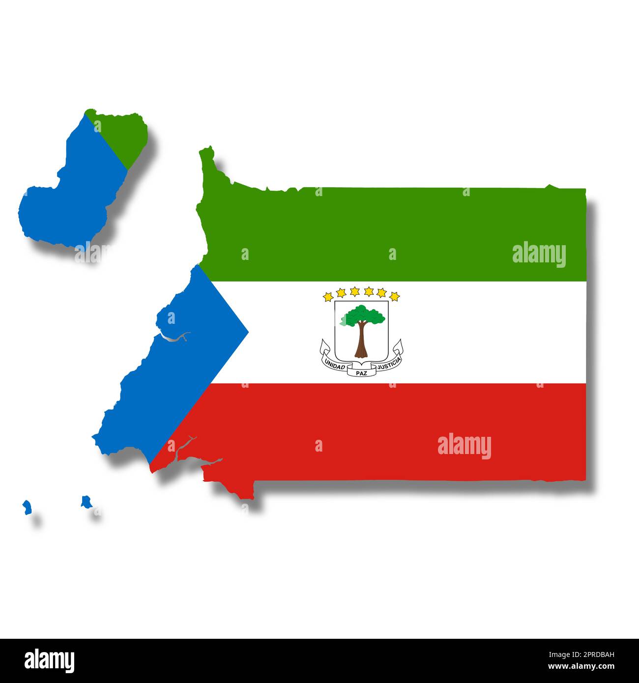 An Equatorial Guinea map on white background with clipping path to ...