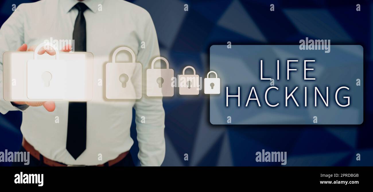 Conceptual caption Life Hacking. Business concept Simple and clever techniques in accomplishing ...