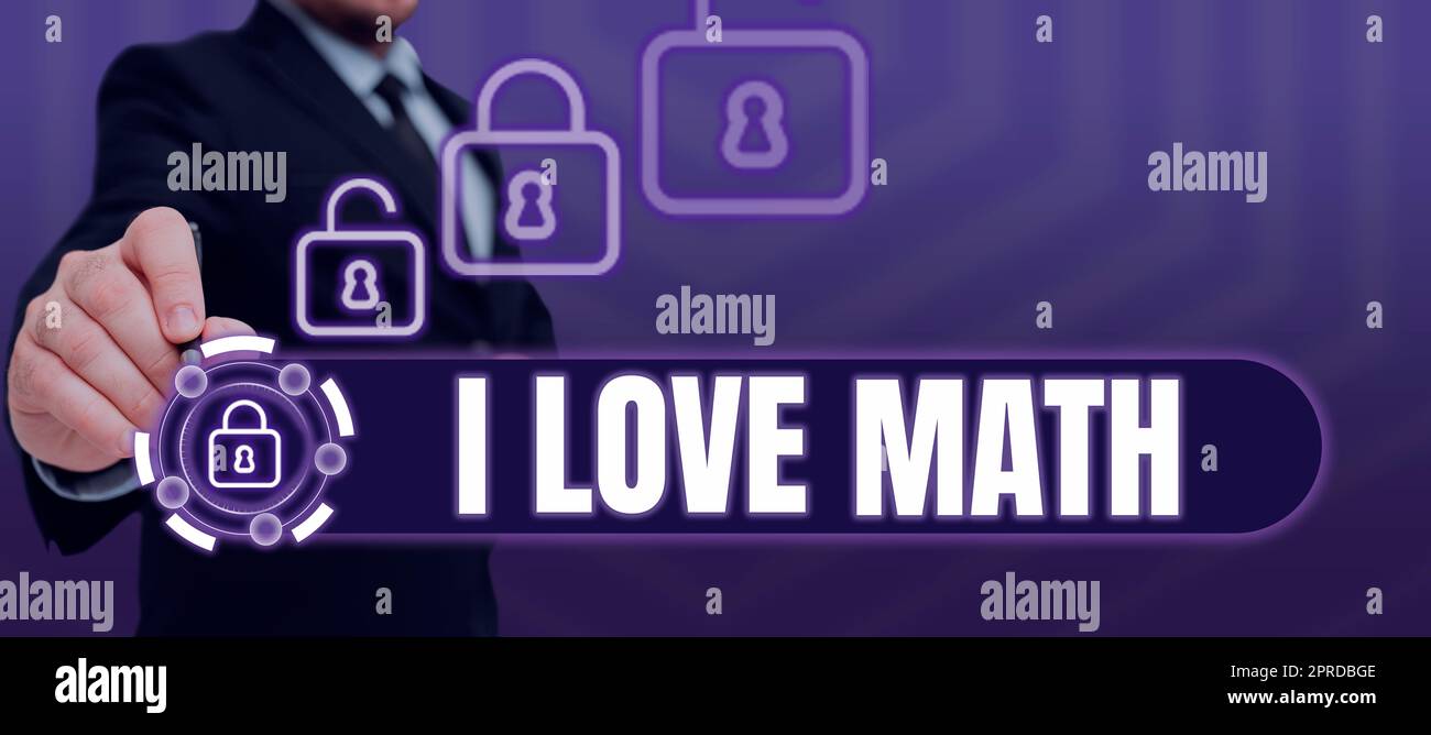 Inspiration showing sign I Love Math. Word for To like a lot doing ...