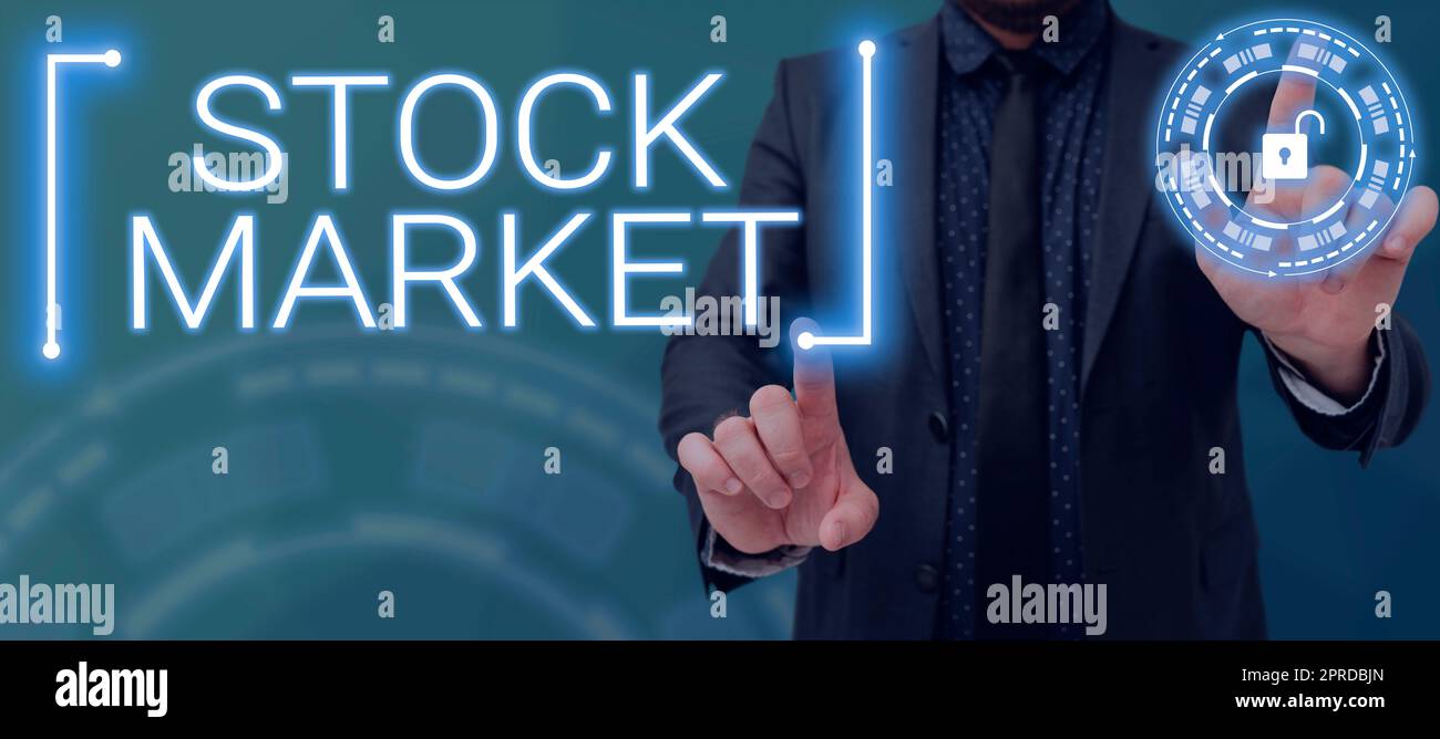 Writing displaying text Stock Market. Word Written on Particular market ...