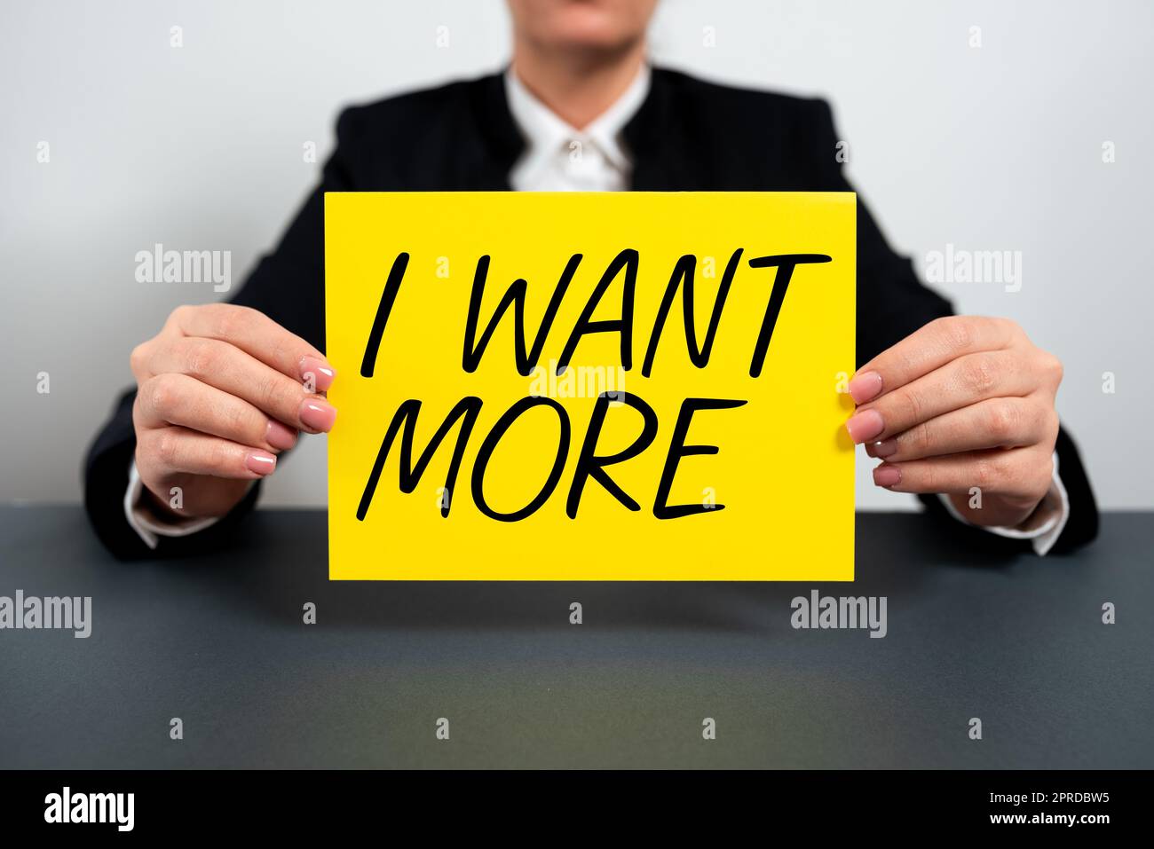 Conceptual caption I Want More. Business showcase Not having enough of ...