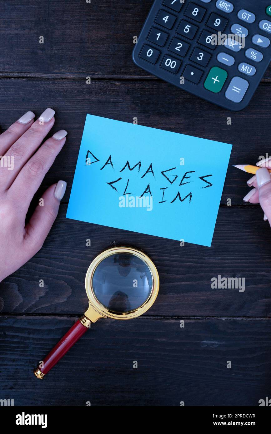 Writing displaying text Damages Claim. Business concept Demand ...