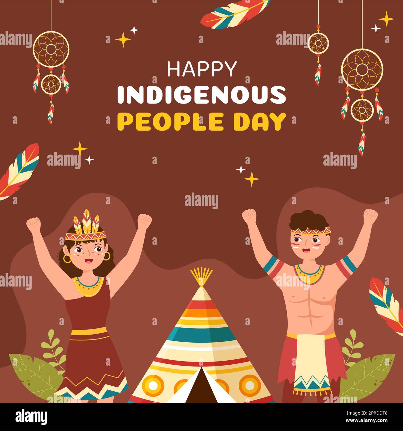 World Indigenous Peoples Day Background Template Hand Drawn Cartoon ...