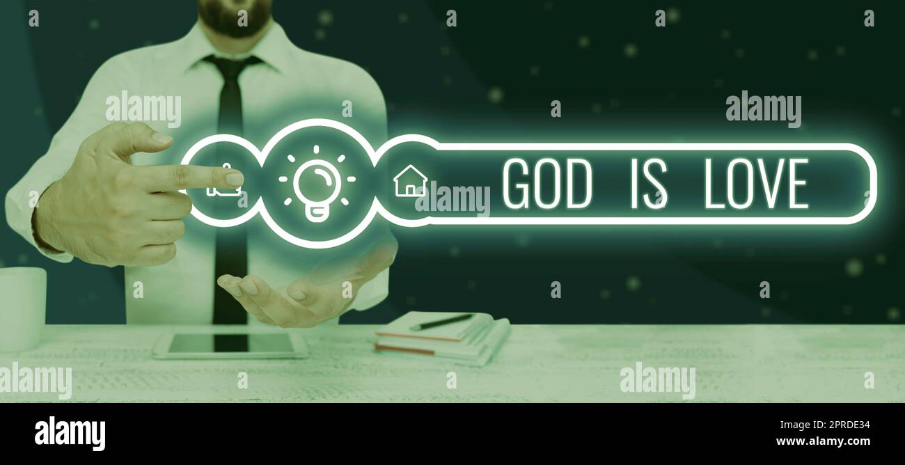 Hand writing sign God Is Love. Conceptual photo Believing in Jesus ...