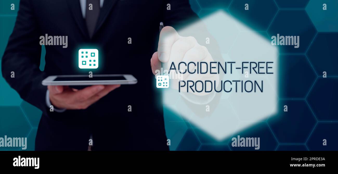 Hand writing sign Accident Free Production. Internet Concept ...