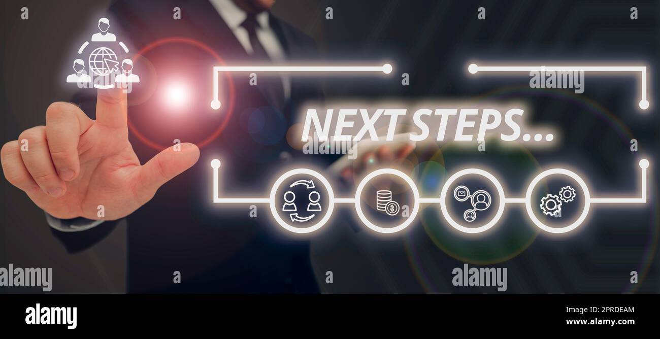 Inspiration showing sign Next Steps. Internet Concept Following Moves ...
