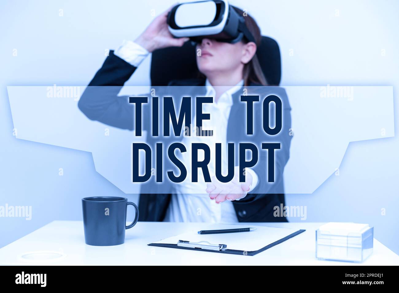 Hand writing sign Time To Disrupt. Business concept Moment of ...