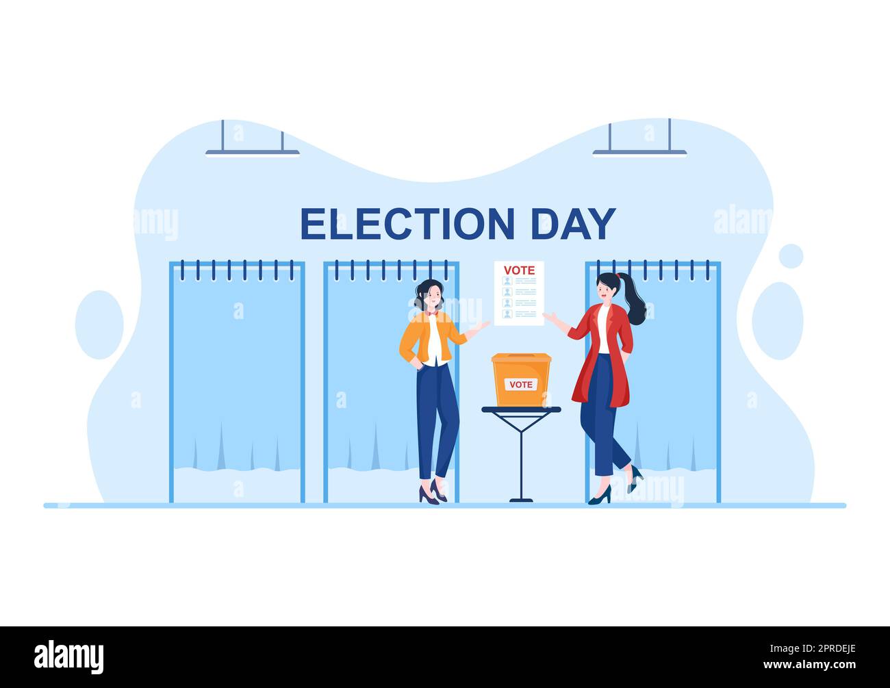 Election Day Political Hand Drawn Cartoon Flat Illustration with Voters ...