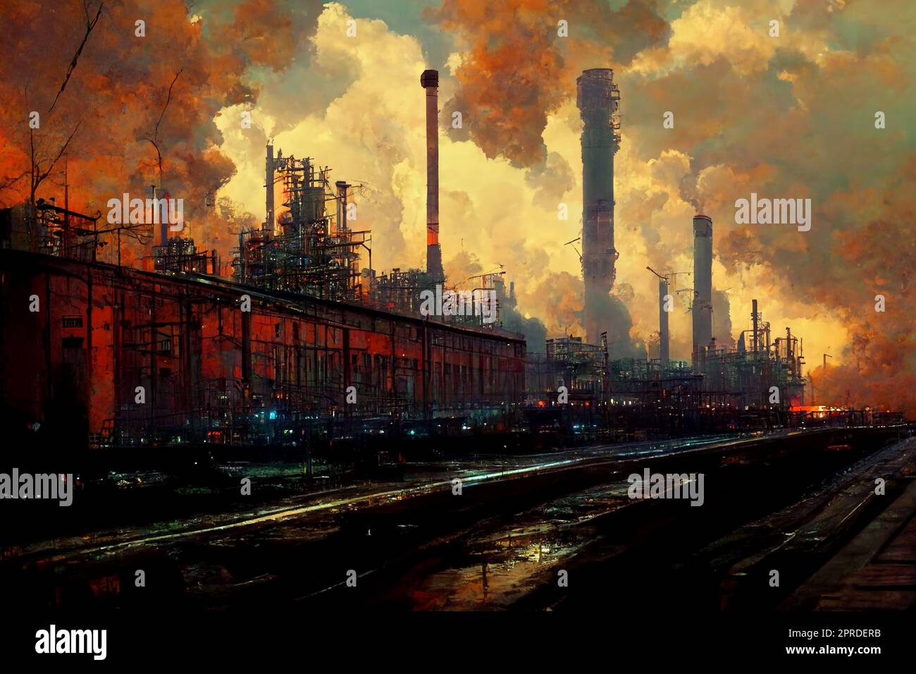 Environmental disaster concept. Digital paintig illustration technique ... Environmental disaster concept. Digital paintig illustration technique ...