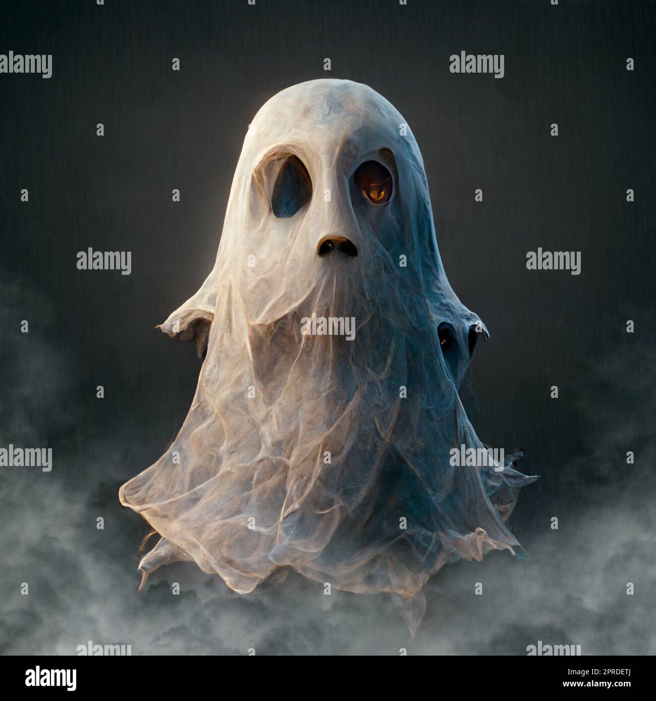 Cute funny scary ghost. Spooky boo character for Halloween. Digital ...