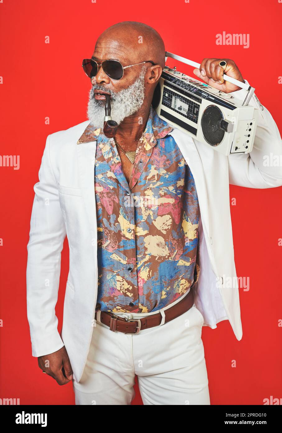 Ill take you back, way back. Studio shot of a senior man wearing ...