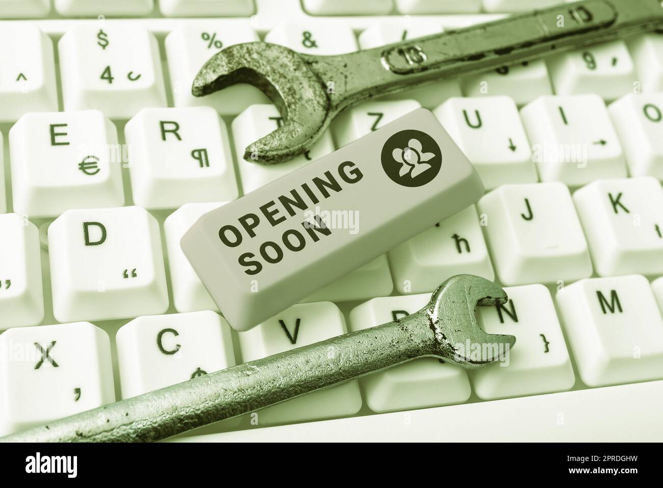 Text caption presenting Opening Soon. Concept meaning Going to be ...