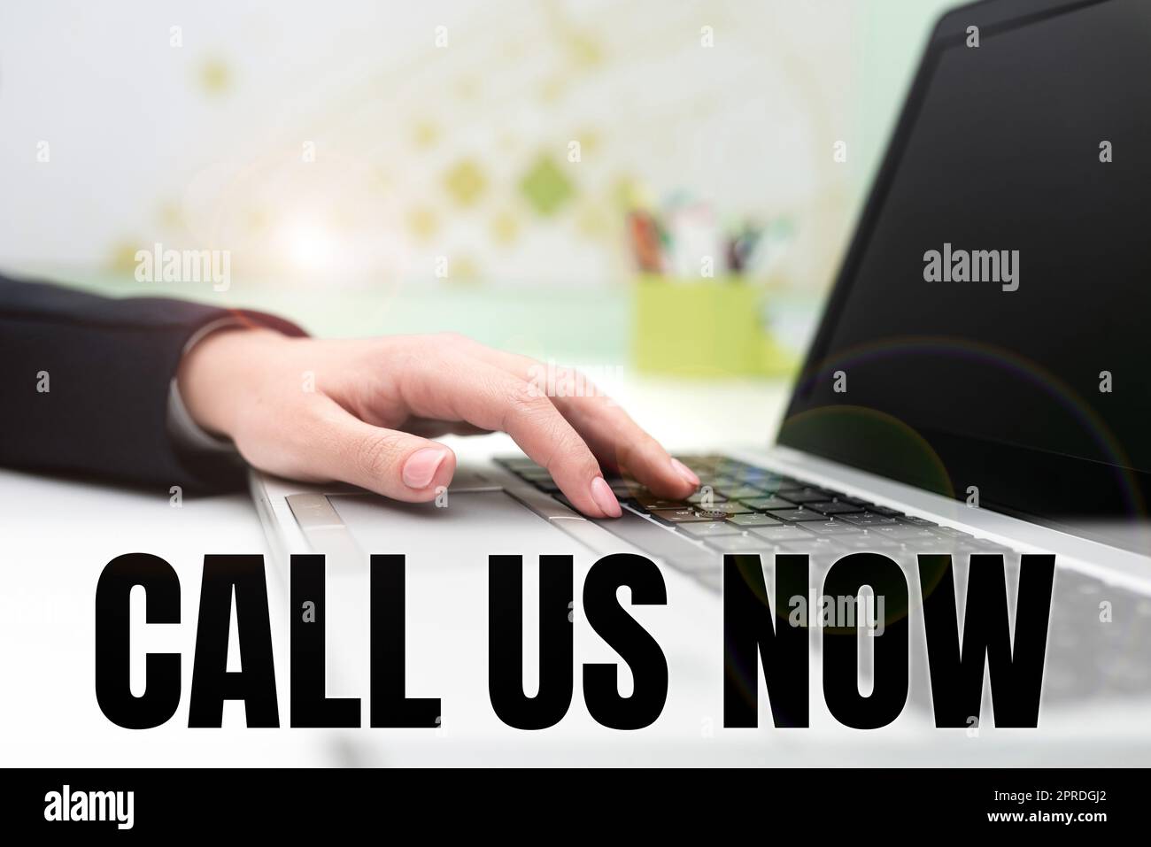 Text caption presenting Call Us Now. Business showcase Communicate by ...