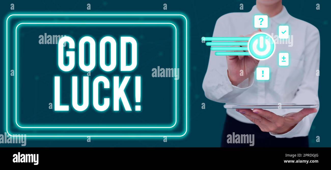 Inspiration showing sign Good Luck. Word Written on A positive fortune ...