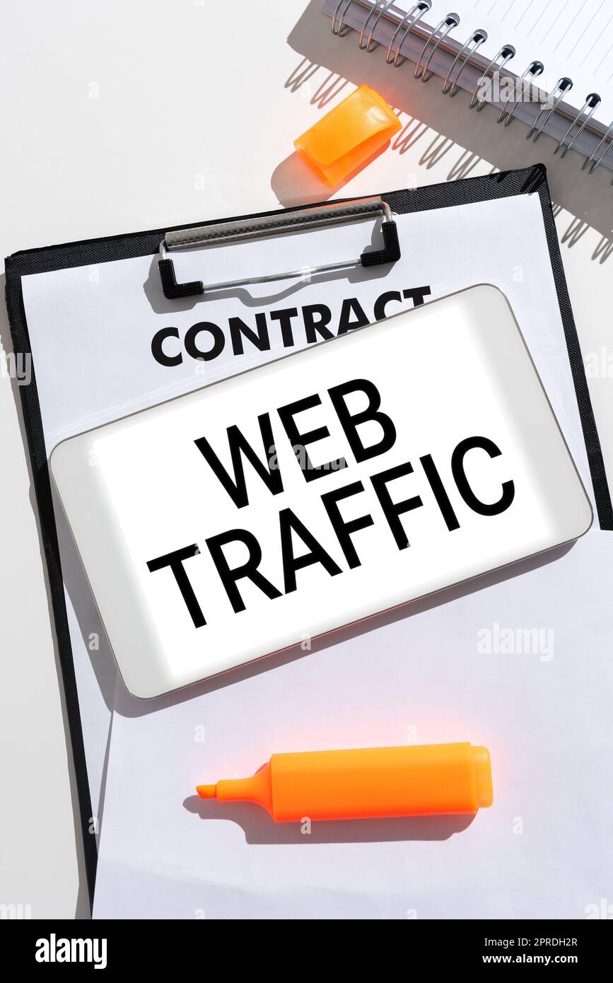 Text caption presenting Web Traffic. Business showcase Amount of data sent and received by ...