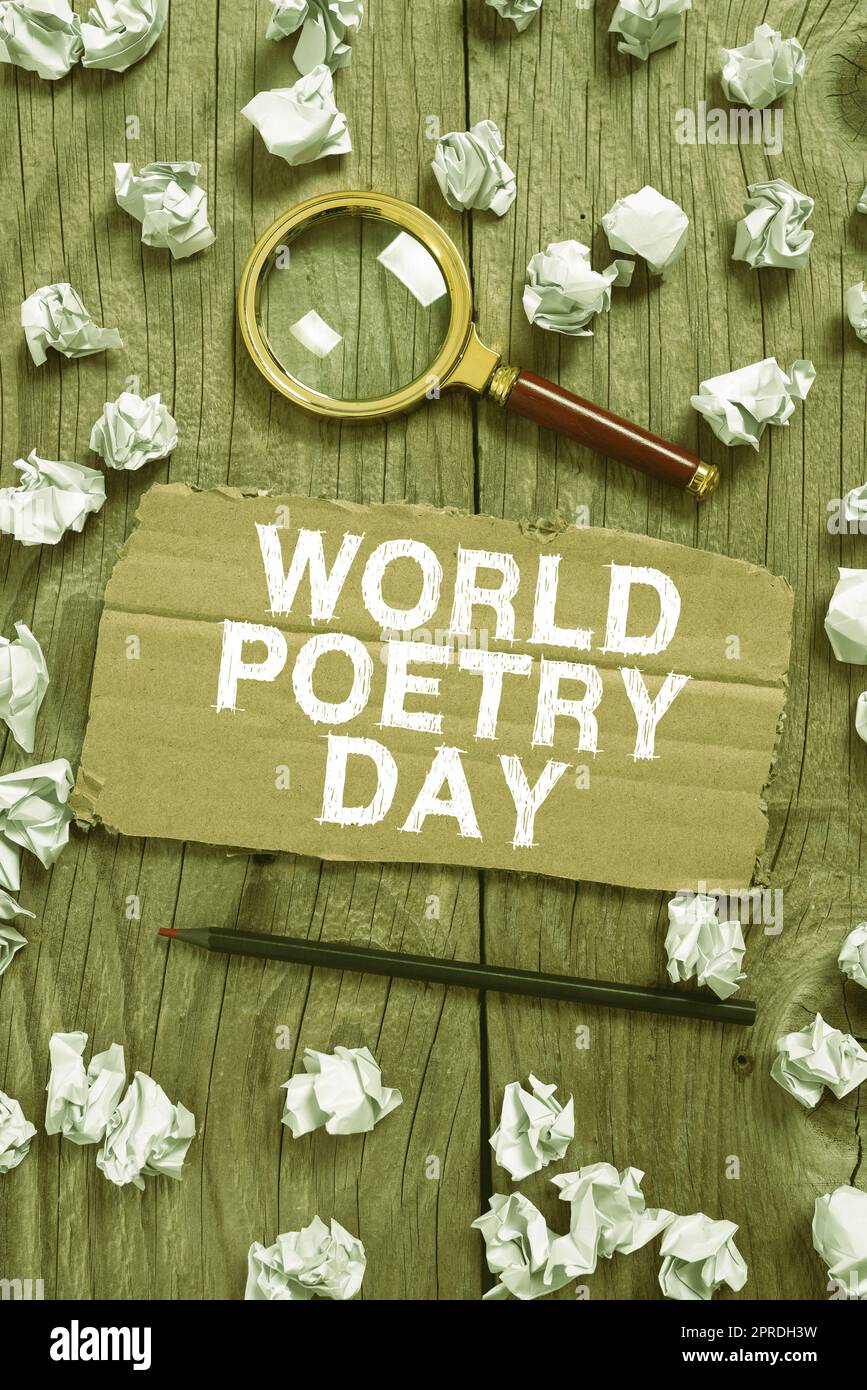 Conceptual caption World Poetry Day. Business approach Worldwide ...