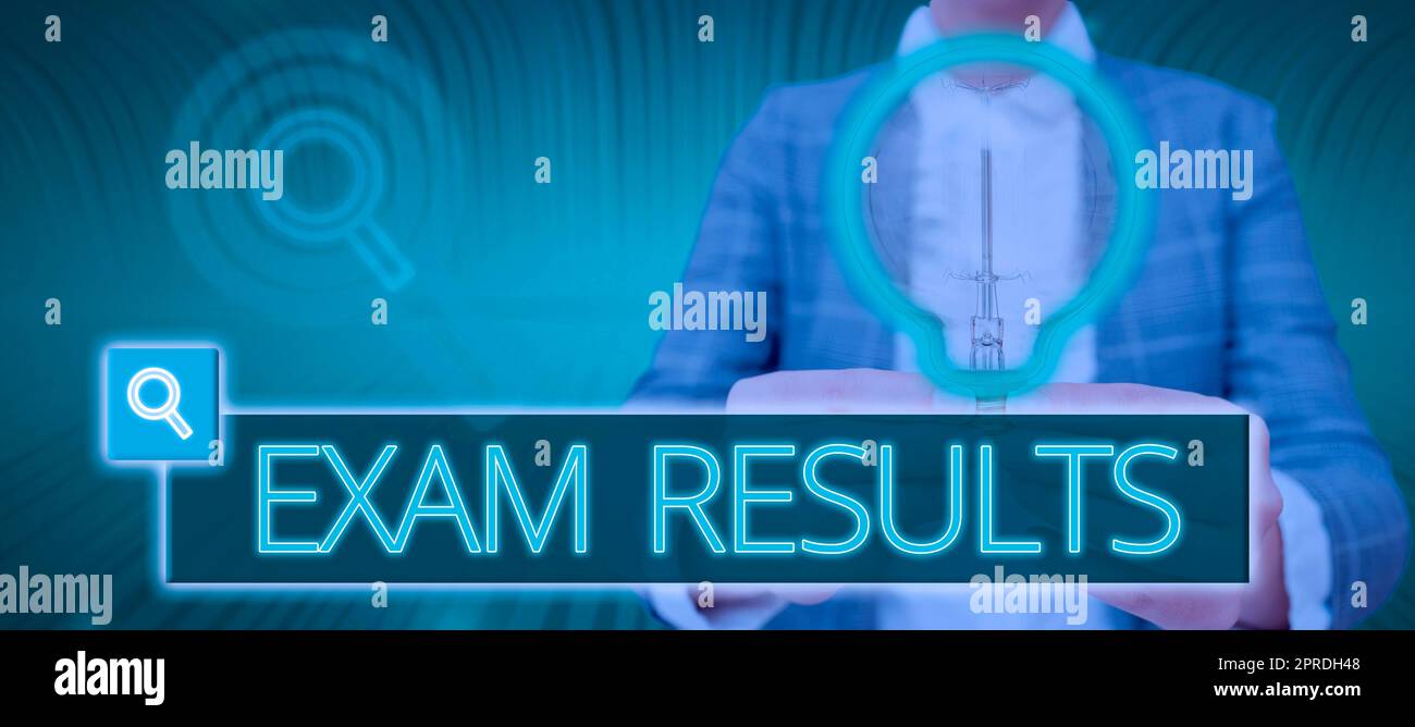 Conceptual caption Exam Results. Business showcase An outcome of a ...