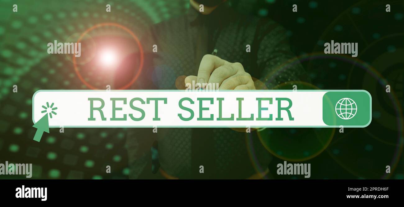 Text caption presenting Rest Seller. Business approach one feature or ...