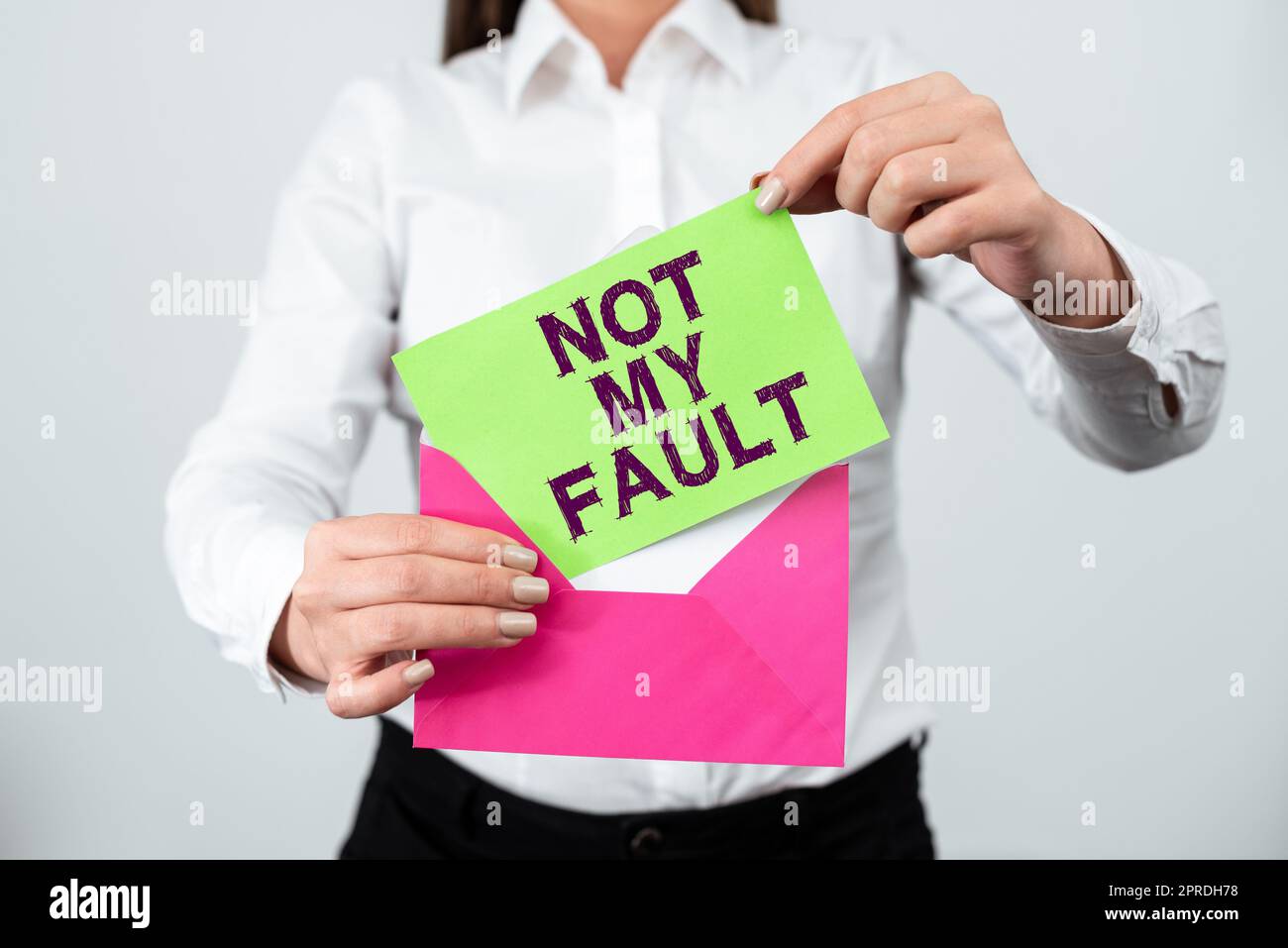 Text caption presenting Not My Fault. Business showcase To make excuses ...