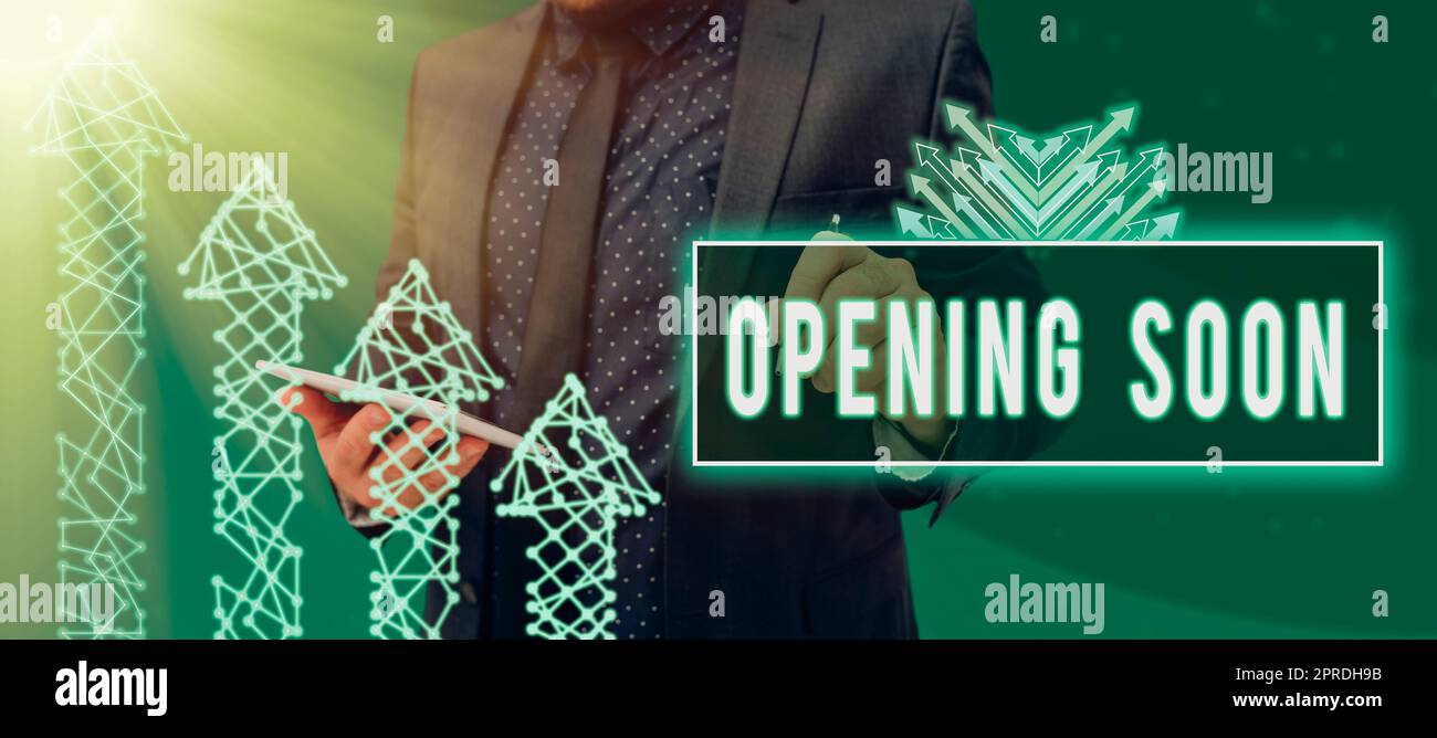 Conceptual caption Opening Soon. Business overview Going to be ...