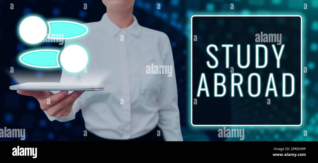 Handwriting text Study Abroad. Internet Concept Pursuing educational ...