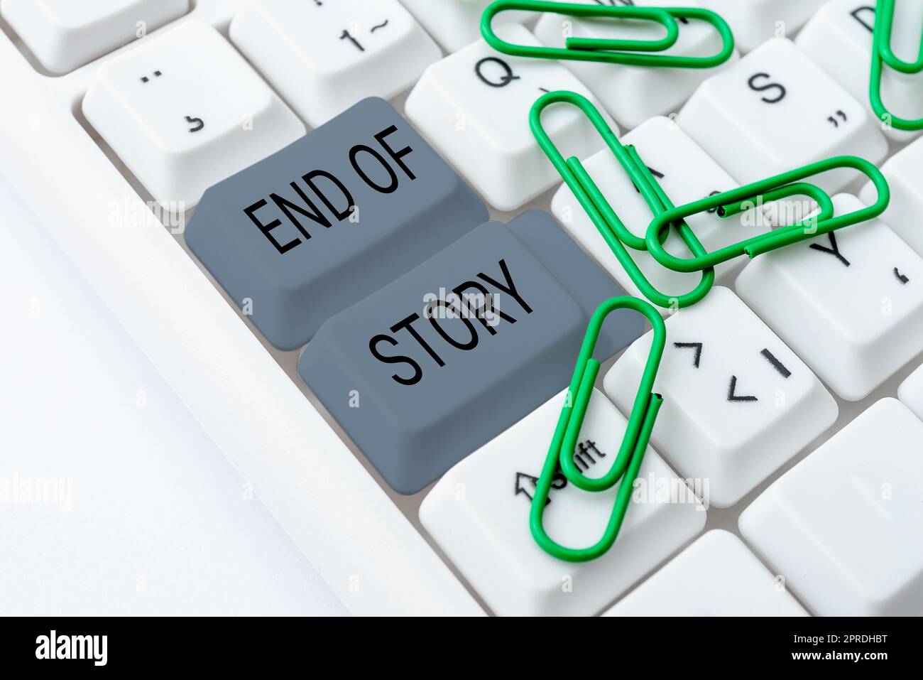 Hand writing sign End Of Story. Conceptual photo Emphasize that nothing ...