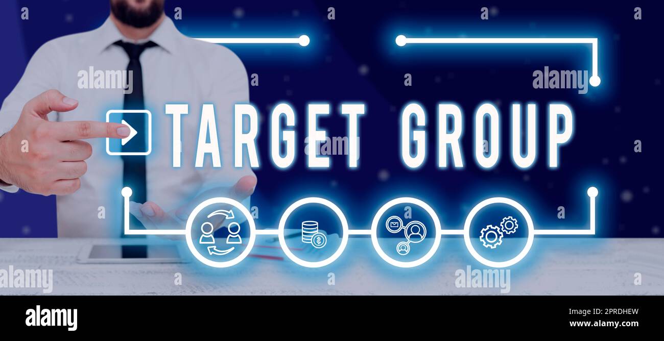 Text showing inspiration Target Group. Business showcase Particular ...