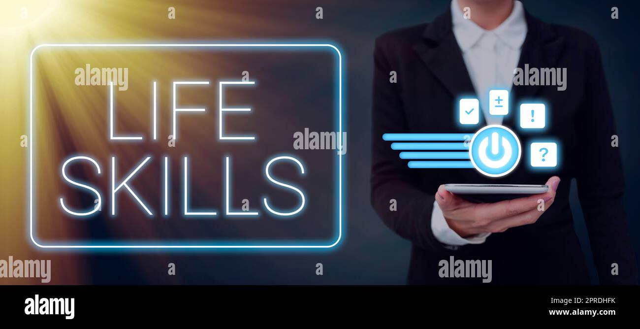 Text showing inspiration Life Skills. Concept meaning that is necessary ...