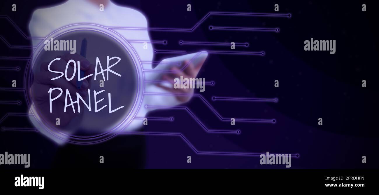 Sign displaying Solar Panel. Internet Concept designed to absorb suns rays source of energy ...