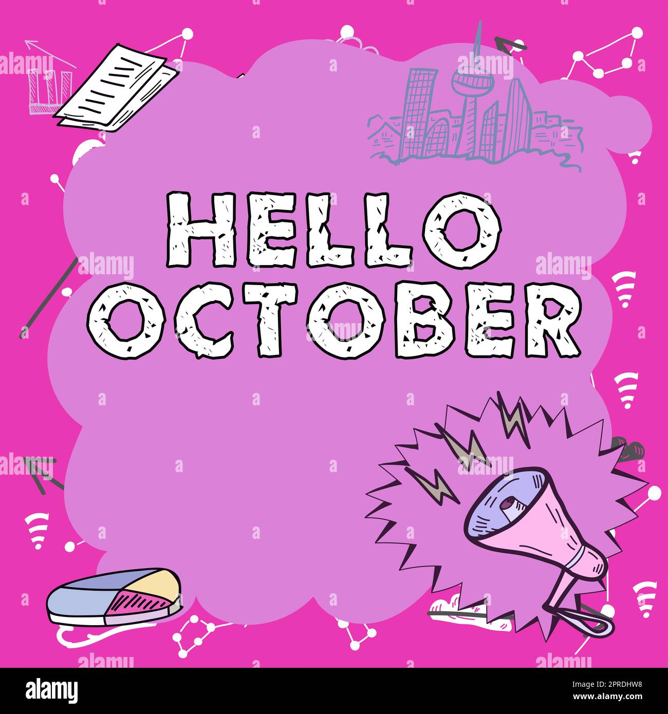 Text sign showing Hello October. Business approach Last Quarter Tenth ...