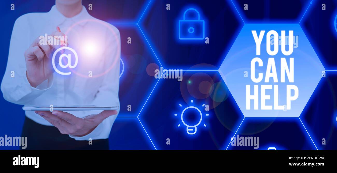 Text caption presenting You Can Help. Business showcase Be a volunteer ...