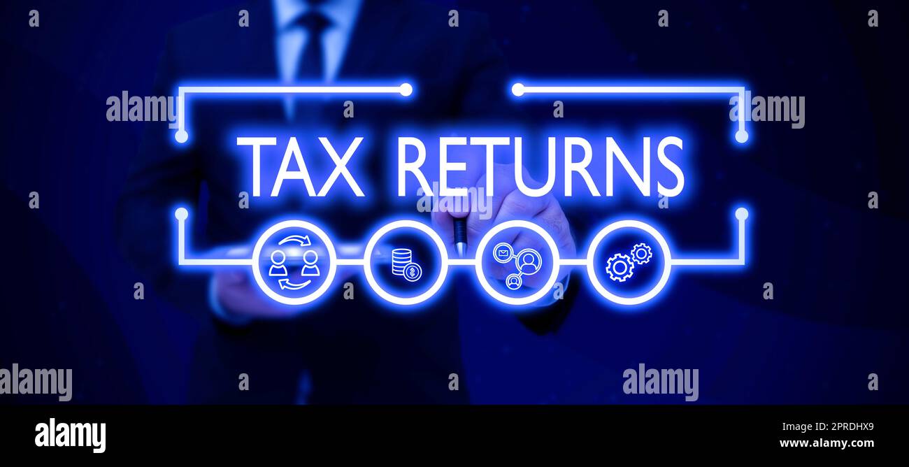 Conceptual display Tax Returns. Business showcase Tax payer financial ...