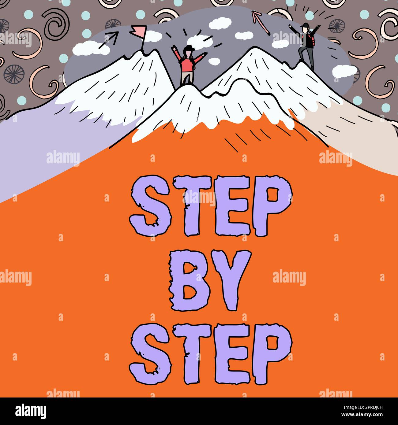 Text showing inspiration Step By Step. Conceptual photo Slow progress ...