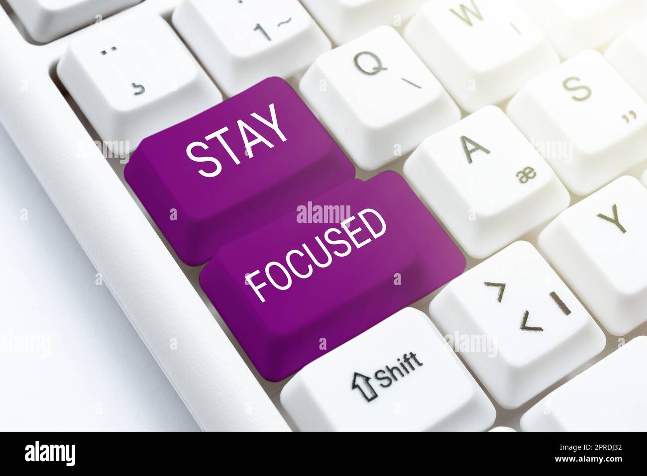 Hand writing sign Stay Focused. Business idea Be attentive Concentrate Prioritize the task Avoid ...