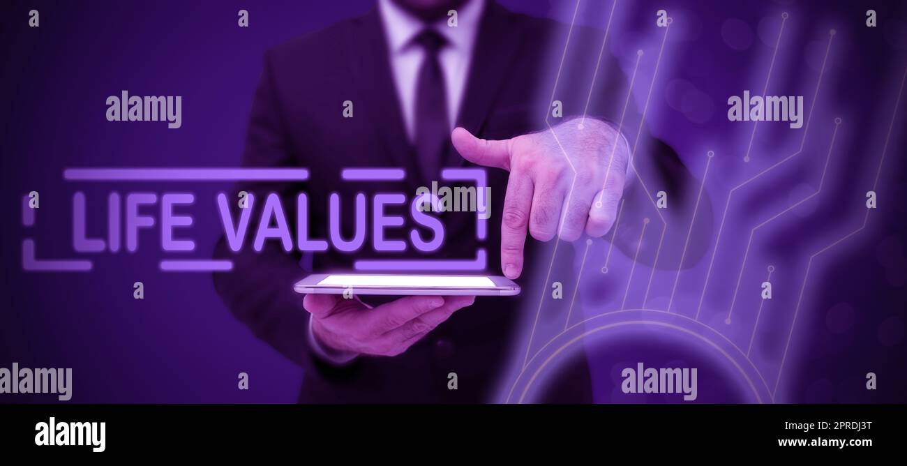 Text sign showing Life Values. Business concept things that you believe ...