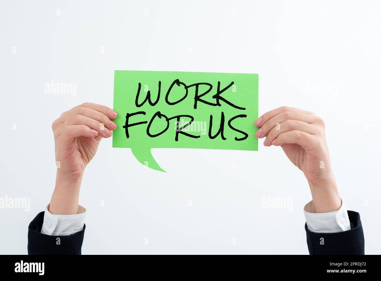 Hand writing sign Work For Us. Word Written on Invitation to join a ...