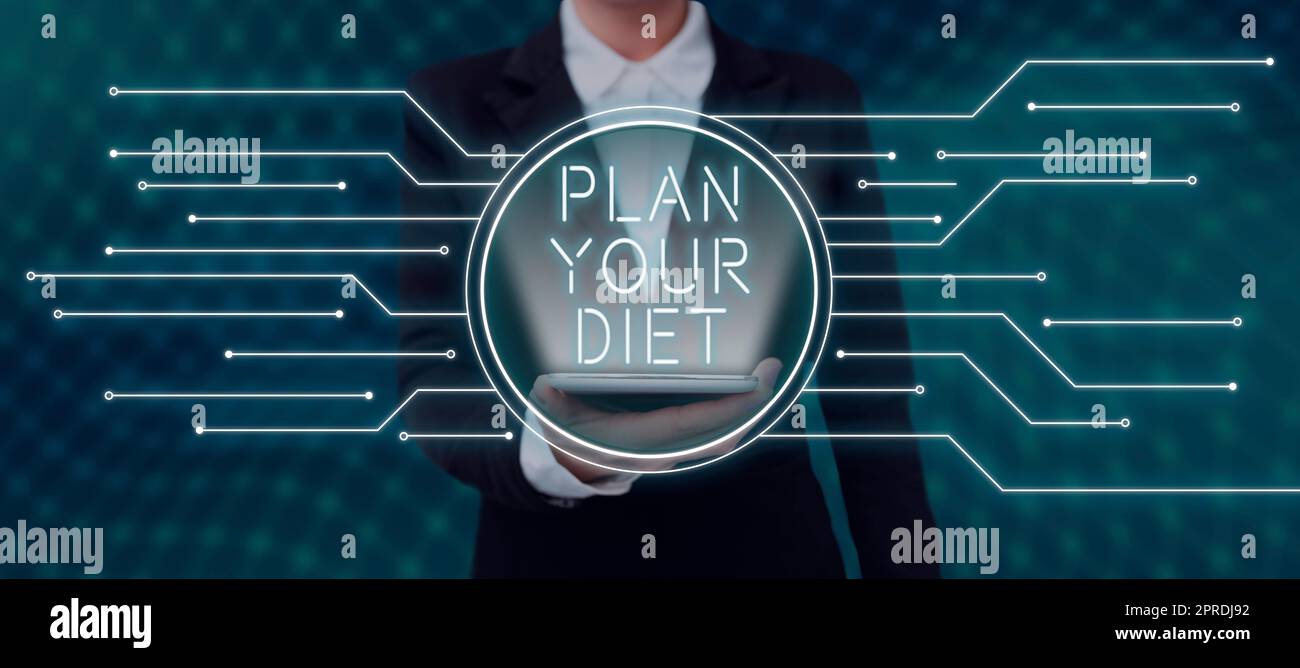 Text sign showing Plan Your Diet. Business showcase Schedule fitness ...
