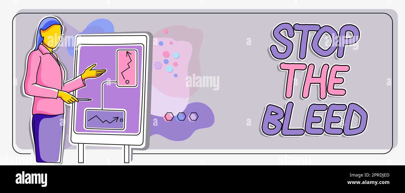Text caption presenting Stop The Bleed. Concept meaning Medical ...