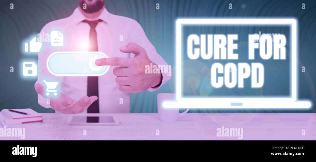 Text sign showing Cure For Copd. Business idea Medical treatment over ...