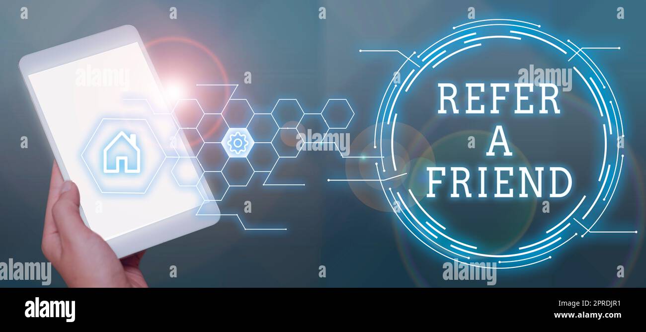 Conceptual display Refer A Friend. Concept meaning Recommendation ...