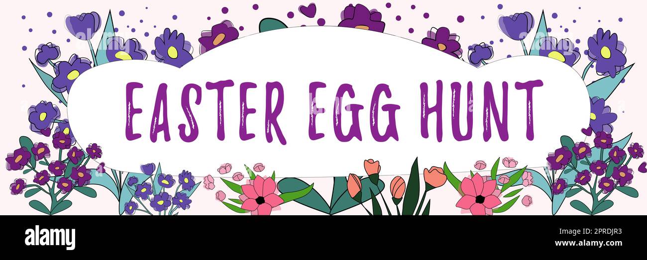 Text caption presenting Easter Egg Hunt. Word Written on Searching ...
