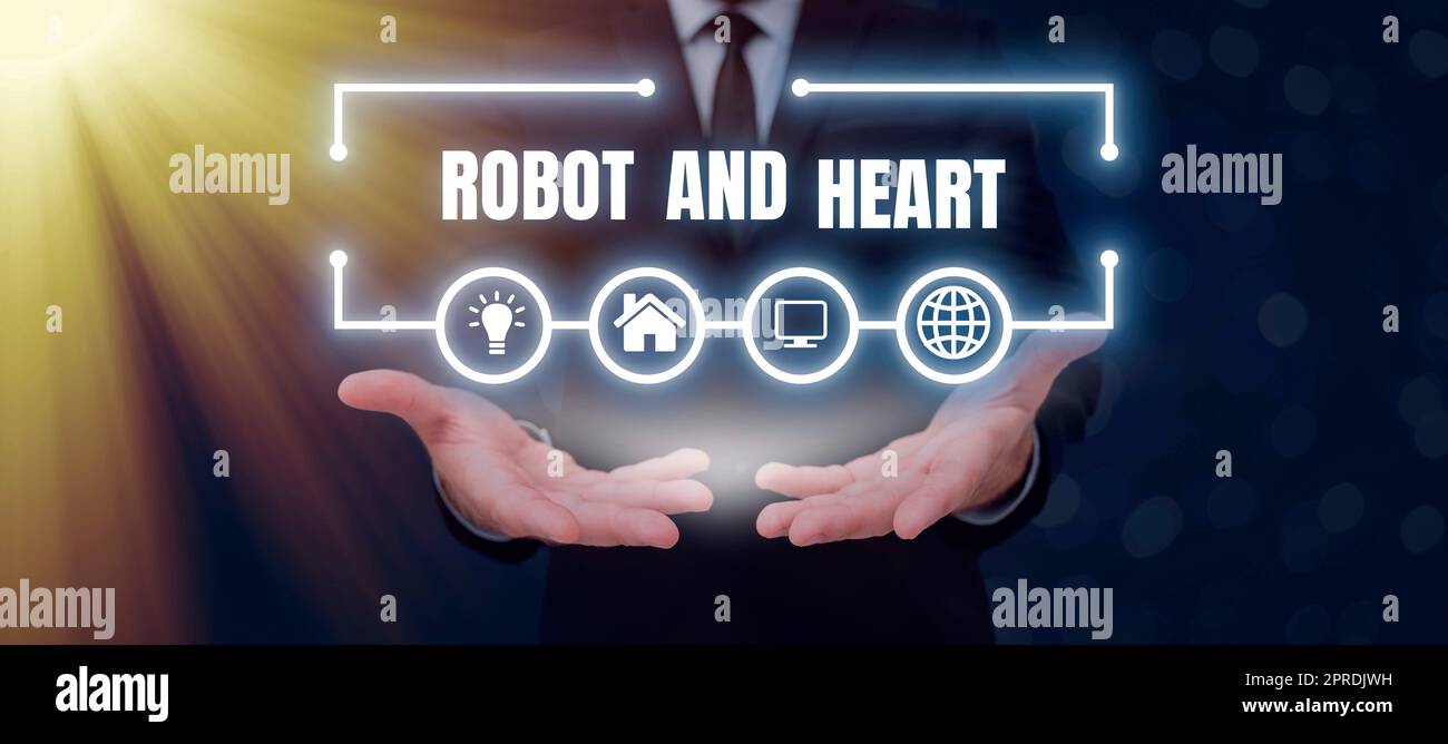 Text showing inspiration Robot And Heart. Conceptual photo Sensitivity ...