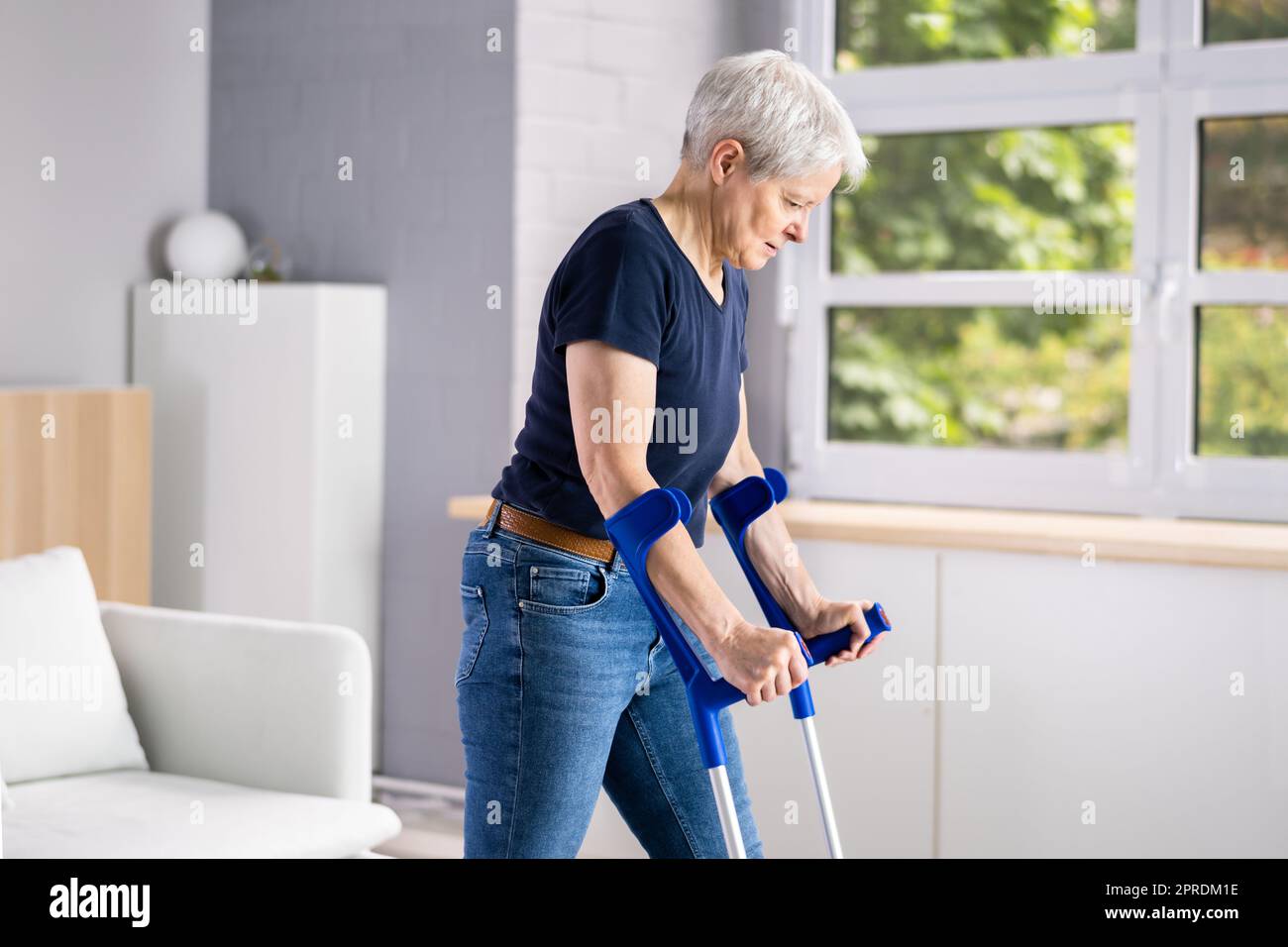 Woman With Broken Leg After Accident Stock Photo - Alamy