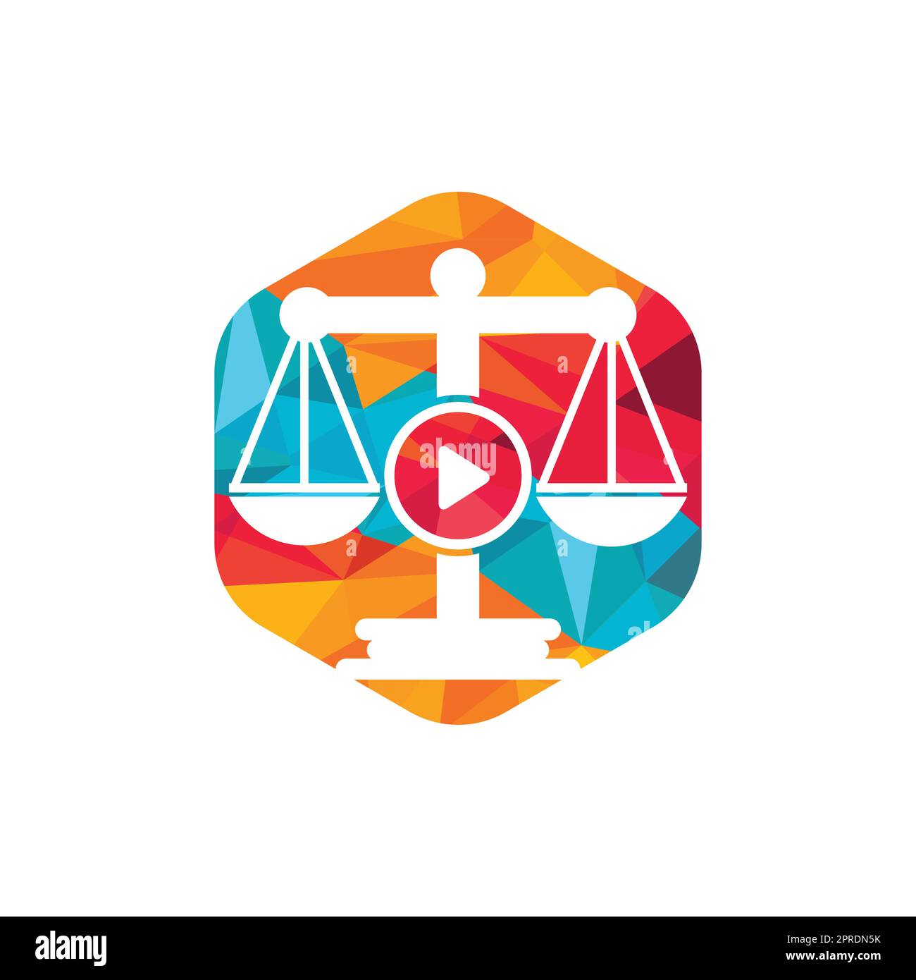 Creative play media law firm vector logo design. Scales and record ...